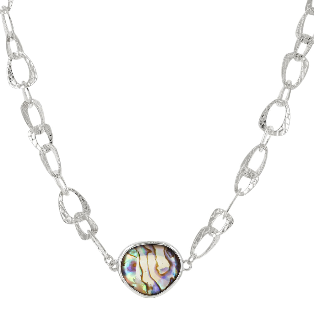 Colar de elos com pedra natural Único